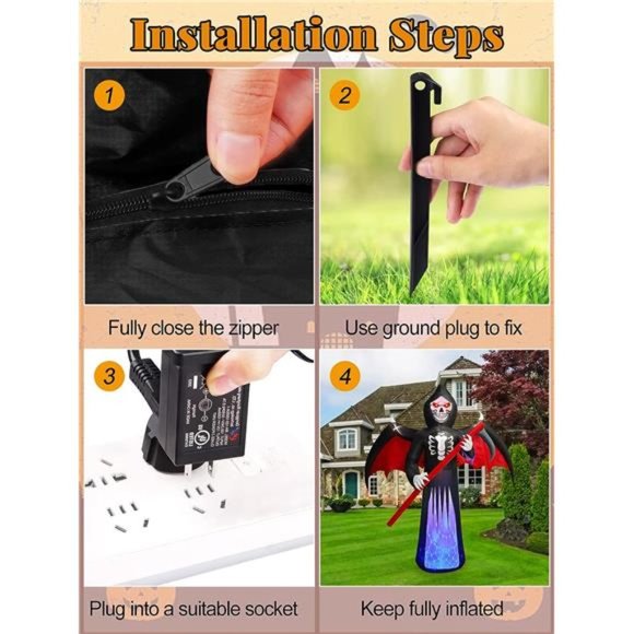 Holiday | 83ft Length Halloween Inflatables Outdoor Scythe Ghost Reaper ...